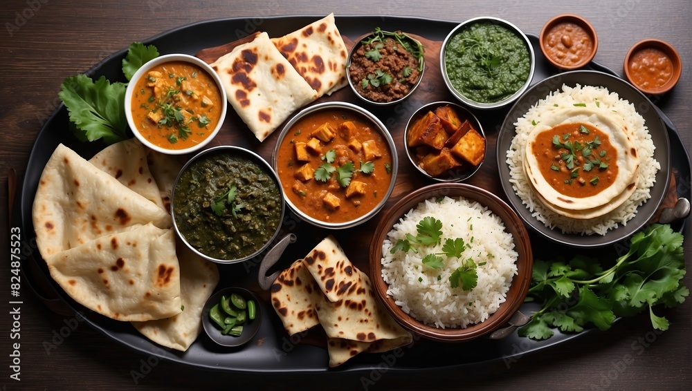 Indian Lunch / Dinner main course food in group includes Paneer Butter ...