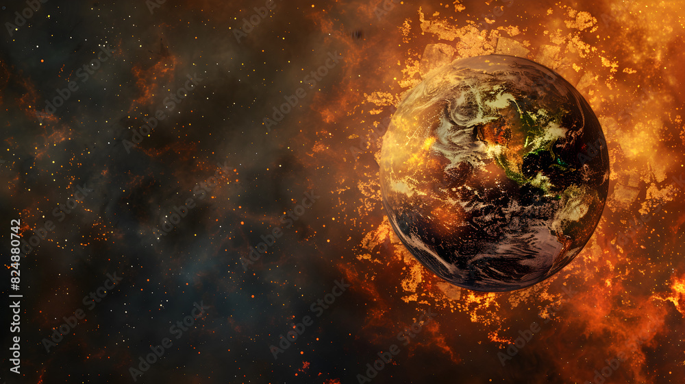 Burning Planet Earth represents climate change Stock Illustration ...