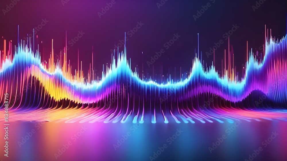 Speaking sound wave, Music sound wave, Dynamic light flow, with blurred ...