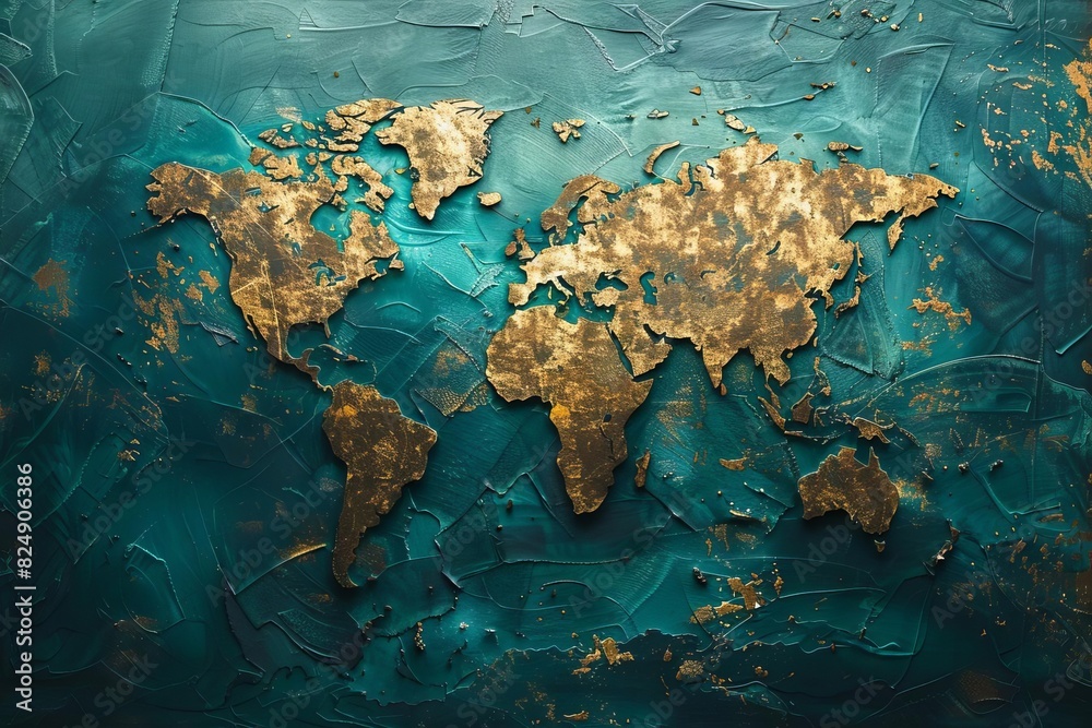 physical world map with earth flat view from space global satellite ...