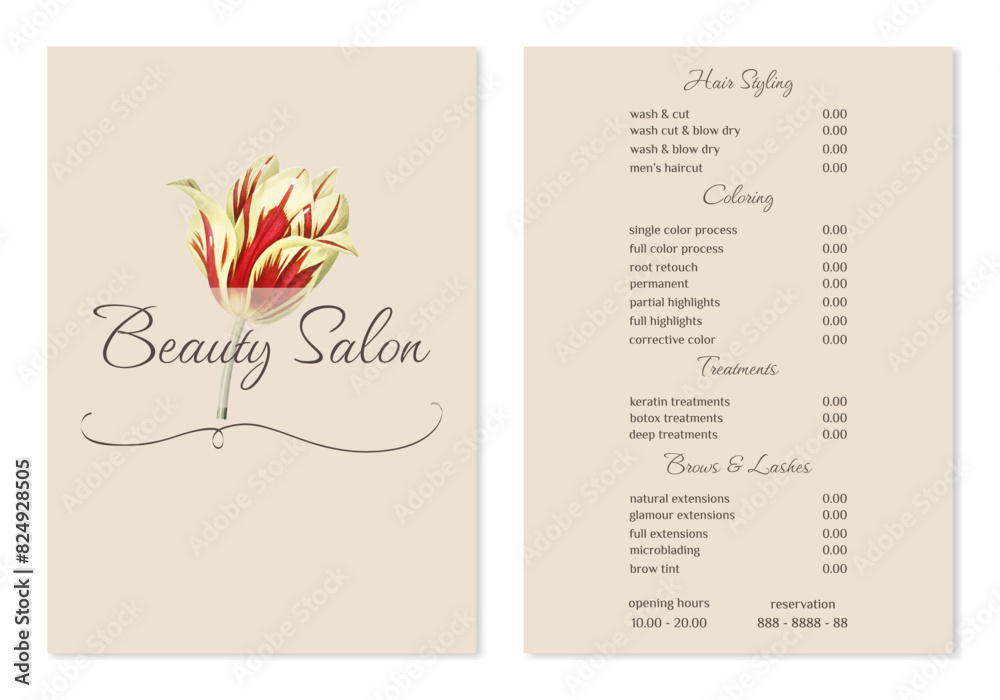 Vector Illustration sticker business card for beauty salon with ...