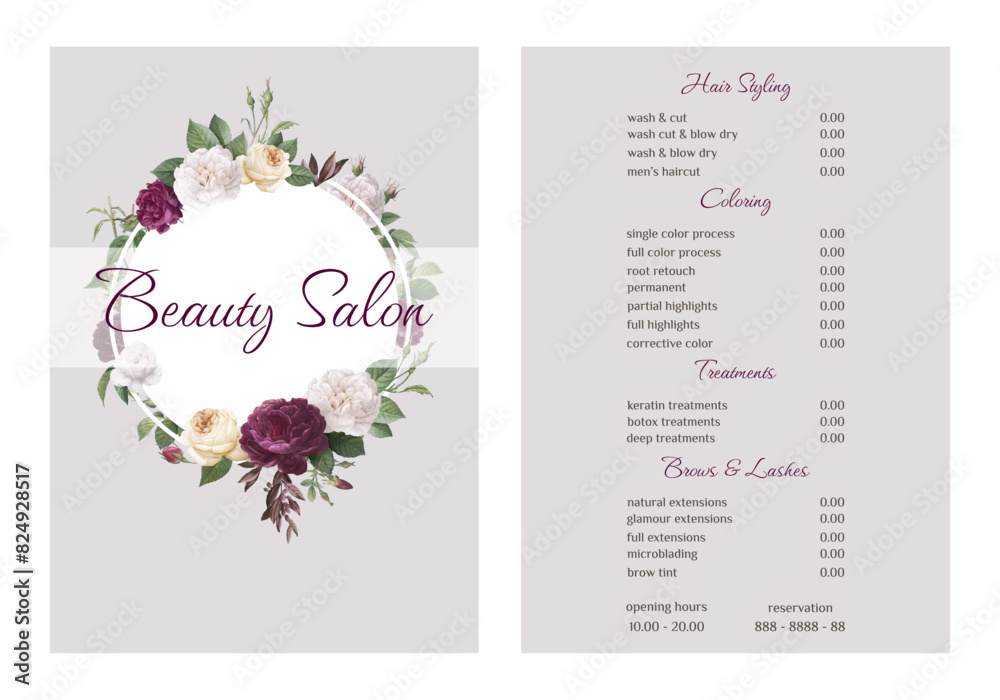 Vector Illustration sticker business card for beauty salon with ...