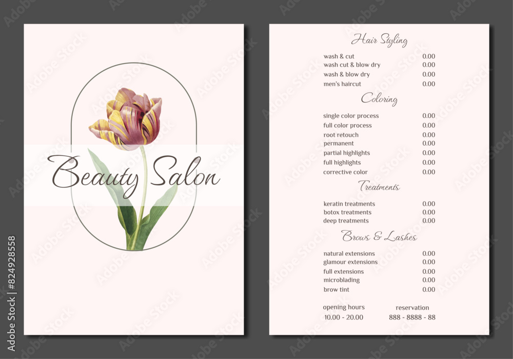 Vector Illustration sticker business card for beauty salon with ...