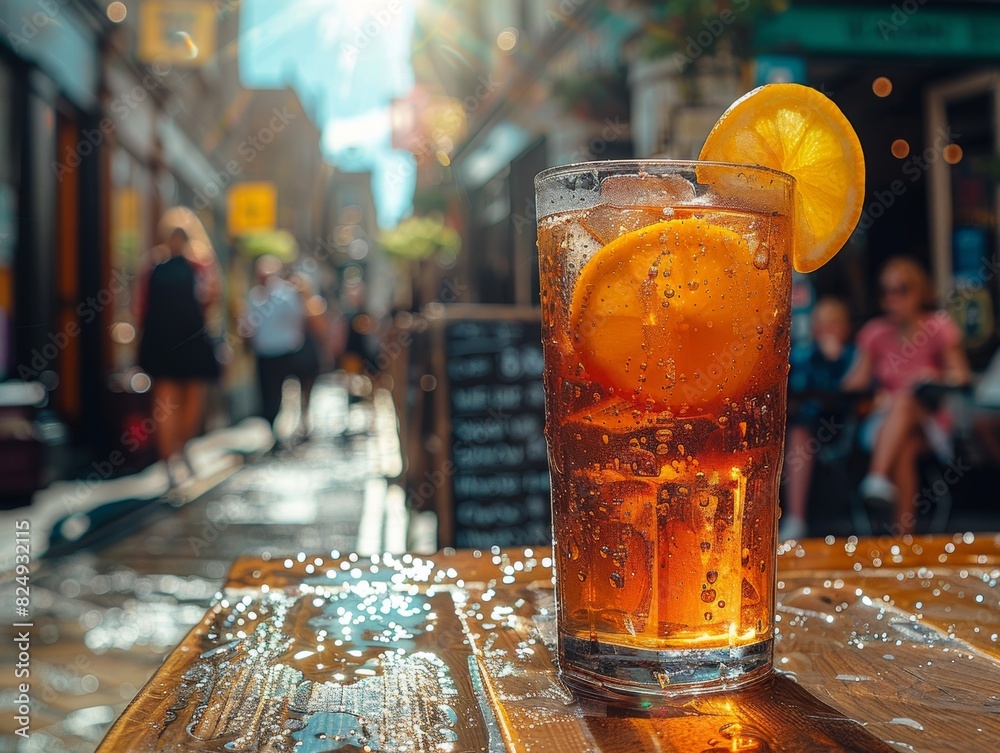 Person taking a big gulp of iced tea Stock Illustration | Adobe Stock
