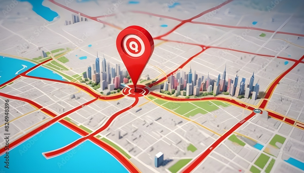 Location pin icon on earth city urban map indicating the location and ...