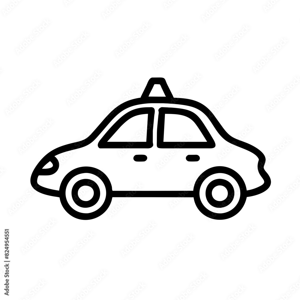 Simplified black and white vector illustration of a taxi cab on a ...