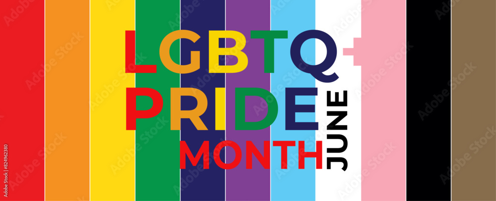 lgbtq pride flyer vector design with rainbow symbol or flag background ...