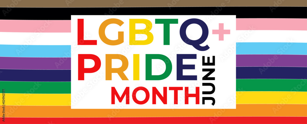 lgbtq pride flyer vector design with rainbow symbol or flag background ...