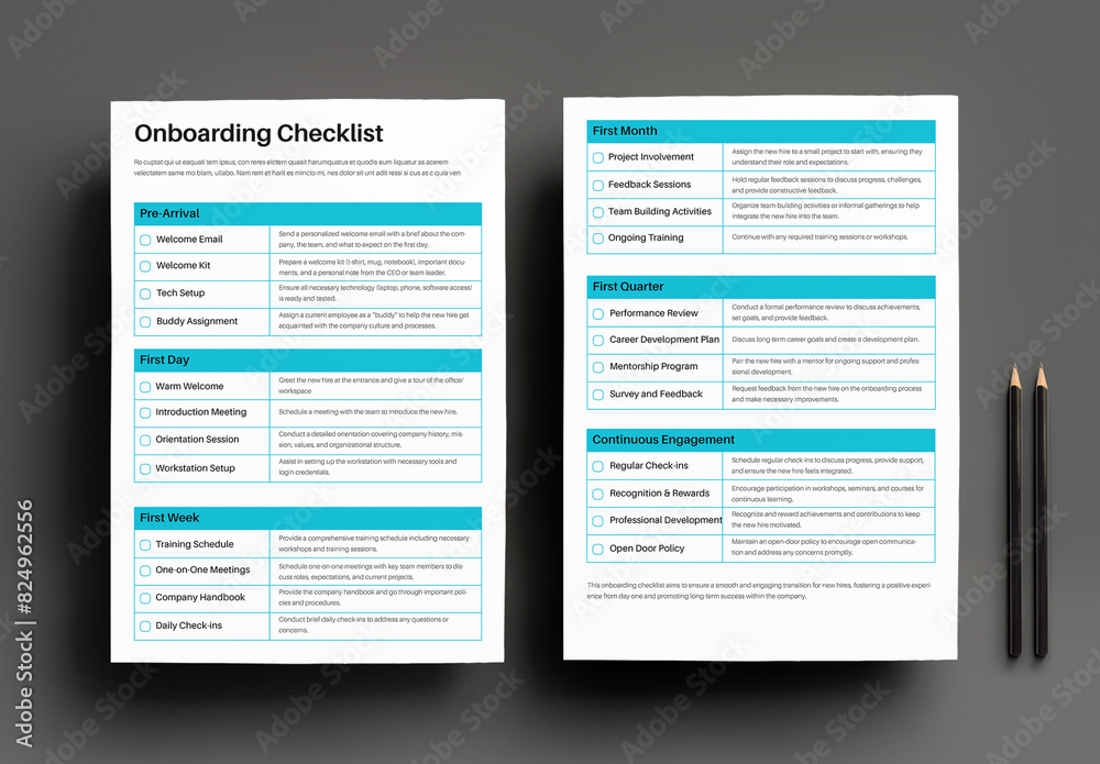Onboarding Checklist Template Stock Template | Adobe Stock