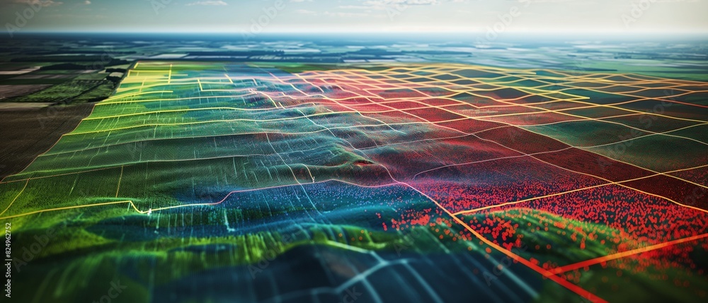 A dynamic heat map generated by AI algorithms, displaying variations in ...