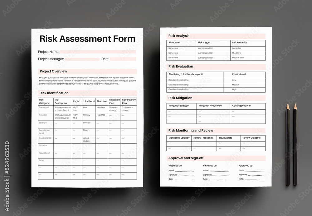 Risk Assessment Form Stock Template | Adobe Stock
