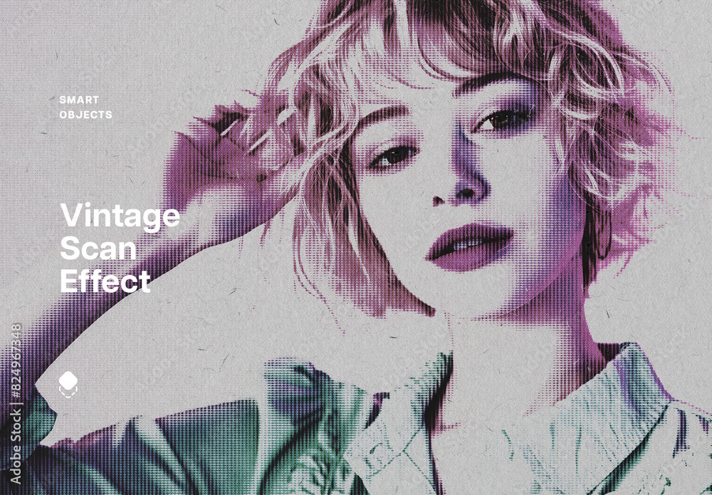 Vintage Scan Photo Effect Mockup Stock Template | Adobe Stock