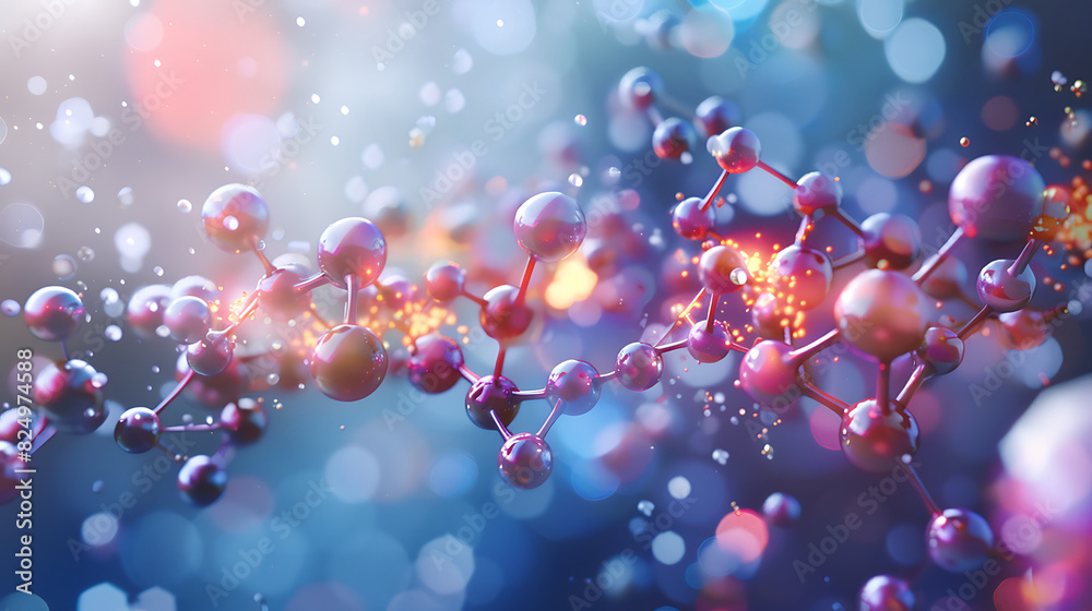 Molecules binding with sugar molecules. Generative AI illustration ...