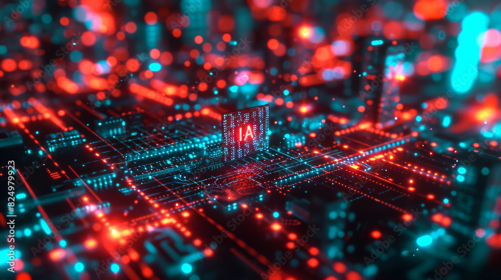 On top of a sophisticated chip, there is a hologram consisting of two ...