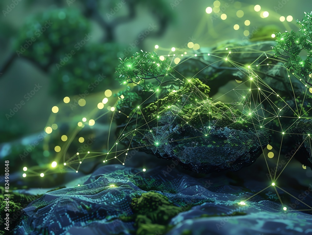 13. Complex network node integrated into a natural environment, showing ...