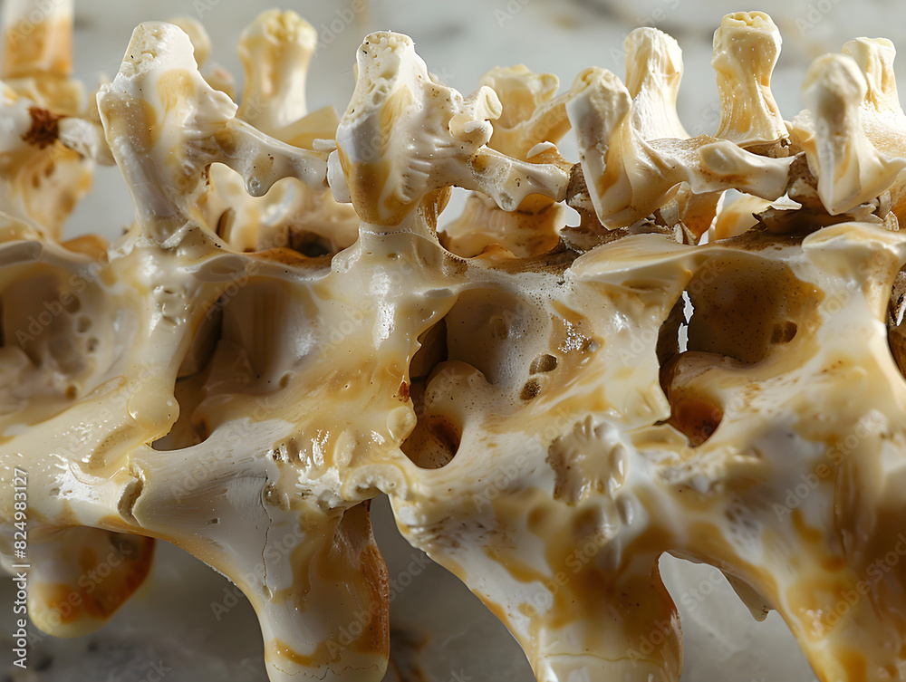 Close-Up Detailed Vertebral Column Structure Animal Bones Against ...
