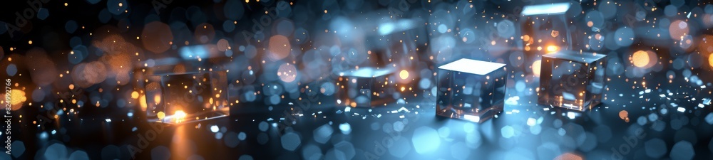 Abstract 3D Background. Boundless 3D space with rotating crystalline ...