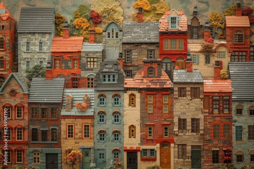 Captivating handmade miniature european townscape with colorful ...