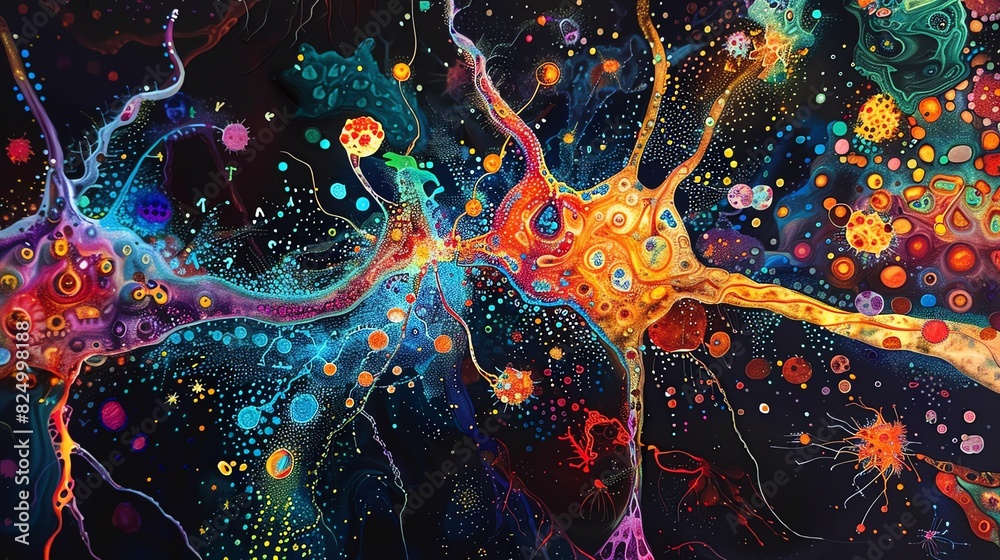 7. Detailed image of nerve signal transmission in the brain, showing ...