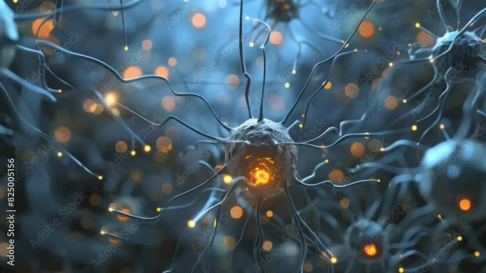 AI, Machine learning visualization as human brain neurons digital nervous technology concept ...