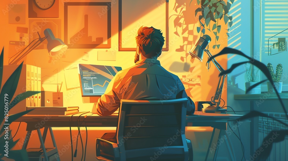 Junior art director art flat design side view concept development theme ...