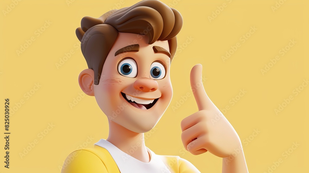 Icon people kawaii cartoon of a smiling man pointing with his index ...