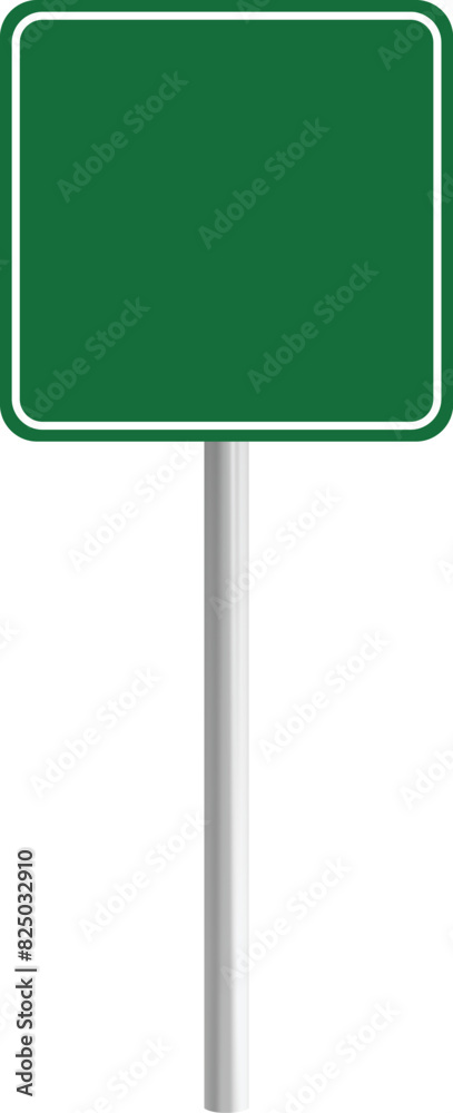 Road green traffic sign board. Blank board with place for text. Danger blank warning empty signs ...