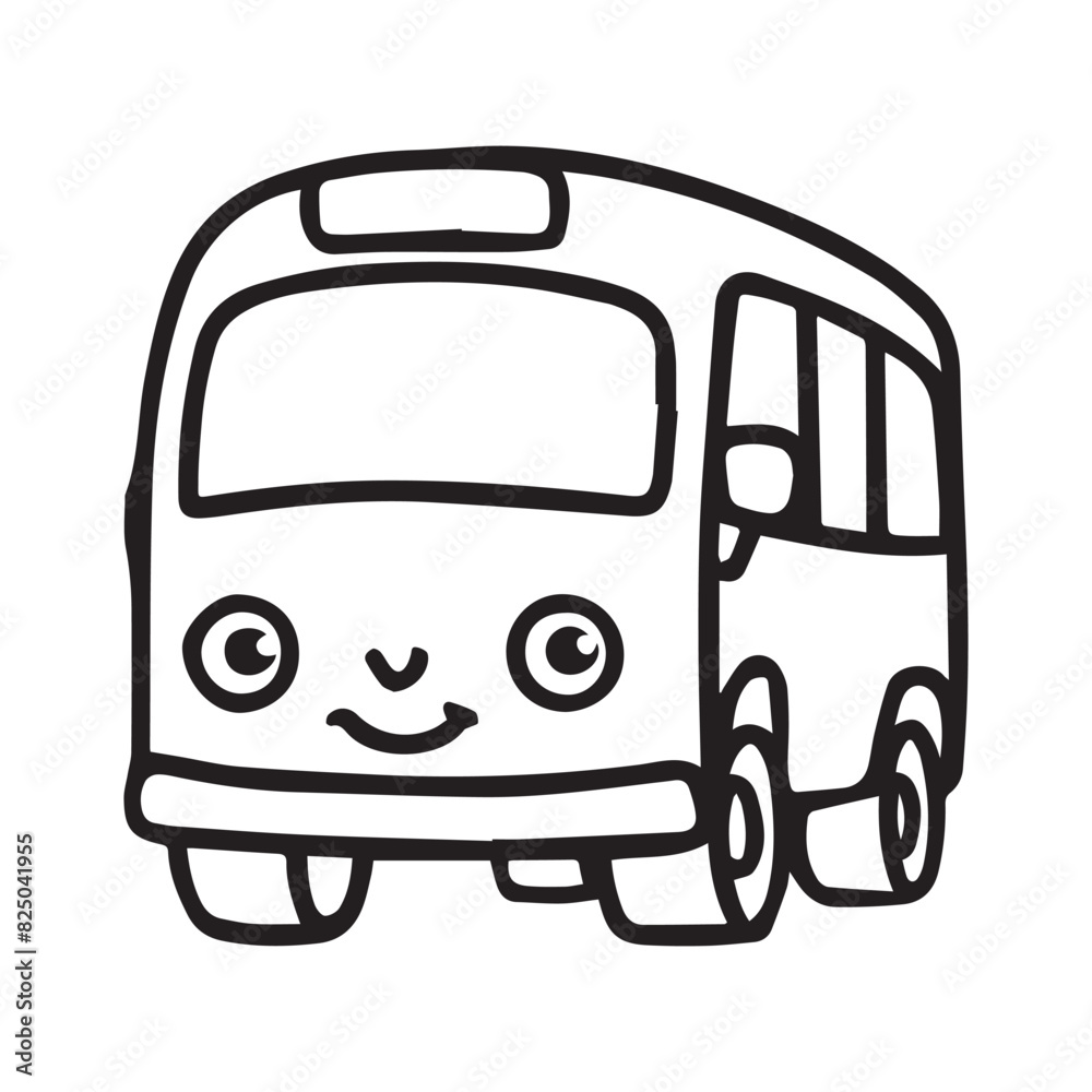 cartoon bus vector sticker art Stock Vector | Adobe Stock