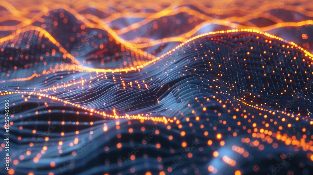 Big data visualization 3D. Technology wave. Analytics representation ...