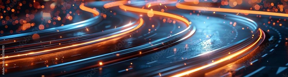 Merged Paths Two 3D roads converging into one, representing the merging ...