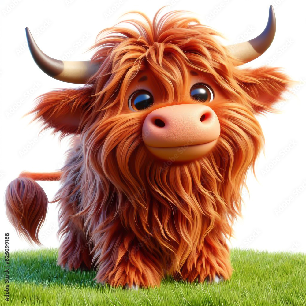 3D funny typical hairy cow from the Scottish Highlands cartoon ...