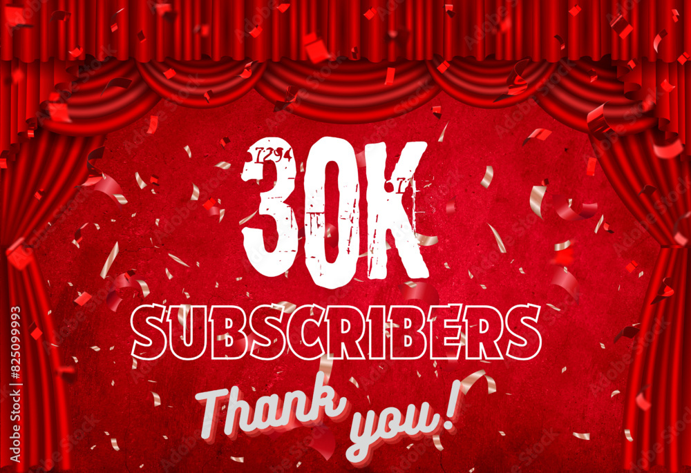 Red Celebration Vector Illustration: Reaching Milestone of 30K ...