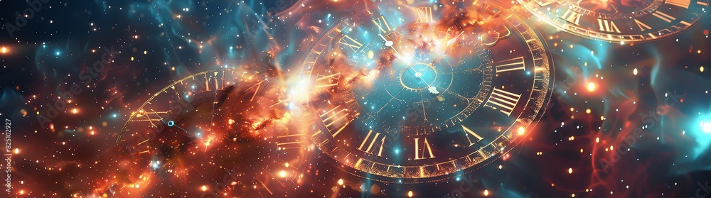Abstract background with a clock and time concept, digital space design ...