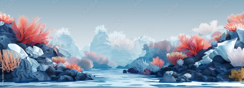 Brackish Water flat design side view mix of saltwater and freshwater ...