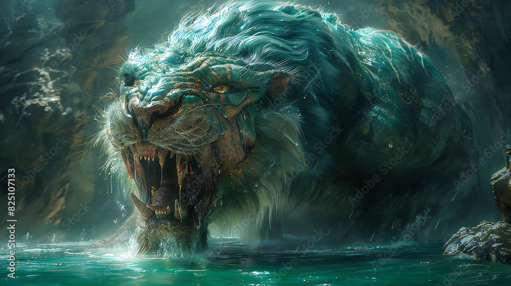 mythological hybrid beast with the body of a serpent and the head of a ...