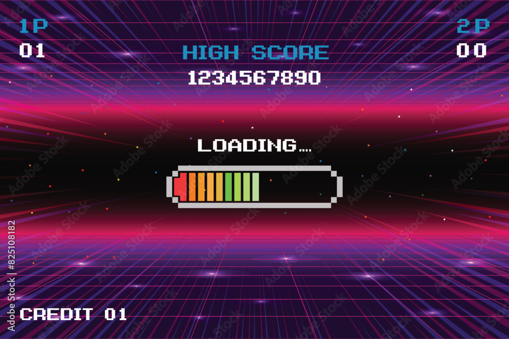 LOADING .pixel art .8 bit game. retro game. for game assets in vector ...