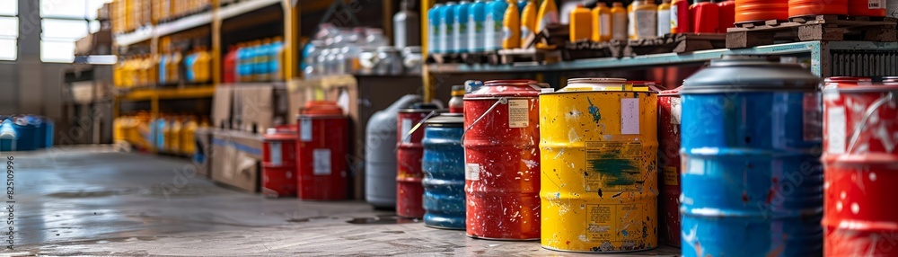 A designated area for disposing of hazardous waste like paint cans ...