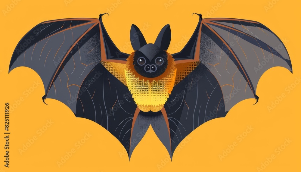 Bat flat design front view wildlife theme animation split-complementary ...