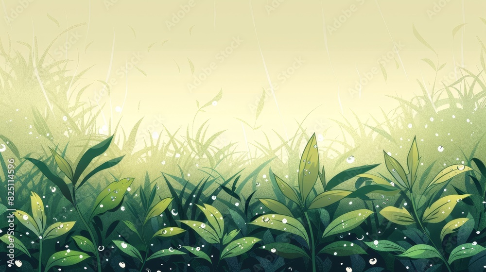 Grass flat design front view morning dew theme cartoon drawing ...