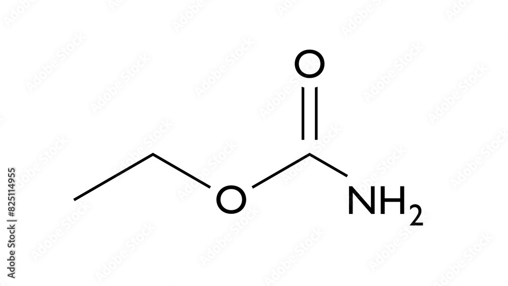 ethyl carbamate molecule, structural chemical formula, ball-and-stick ...