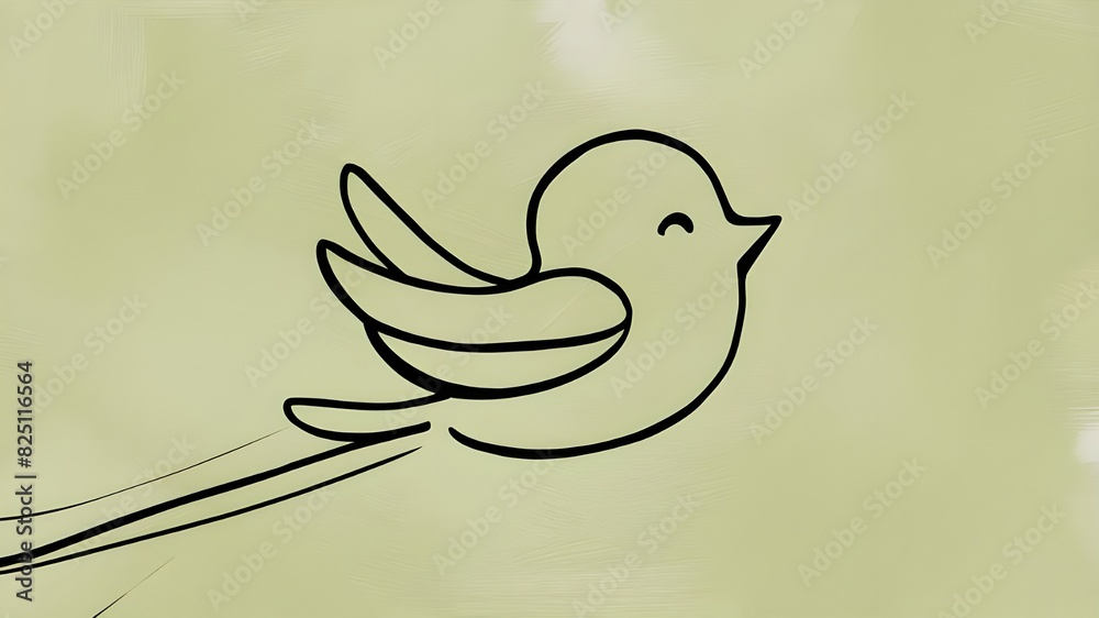Cute Bird Flying Profile Single Line Art Stock Illustration | Adobe Stock