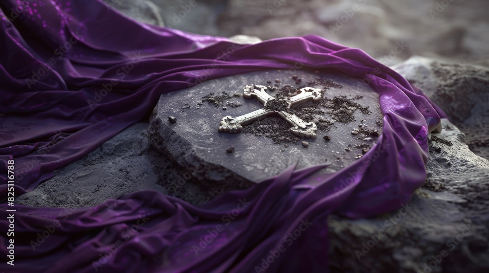A contemplative scene depicting the symbolism of Ash Wednesday, with a ...