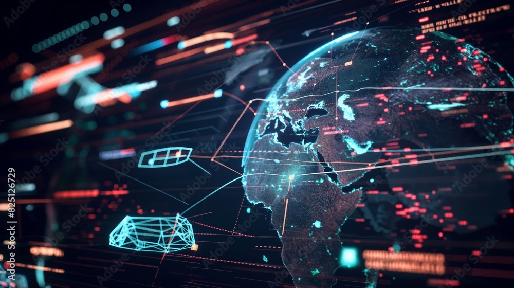 A visualization of a global pandemic monitoring system, with a digital ...