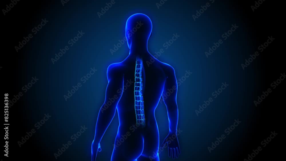 medical 3d animation of lower back spine pain of human male having ...