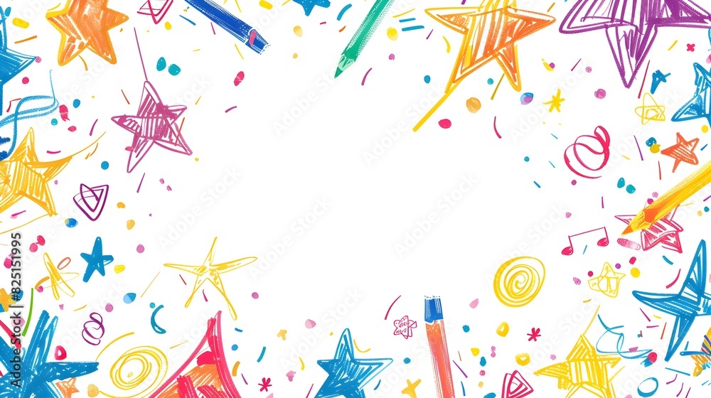 Playful Doodle Border for Children s Day Background with Blank Space ...