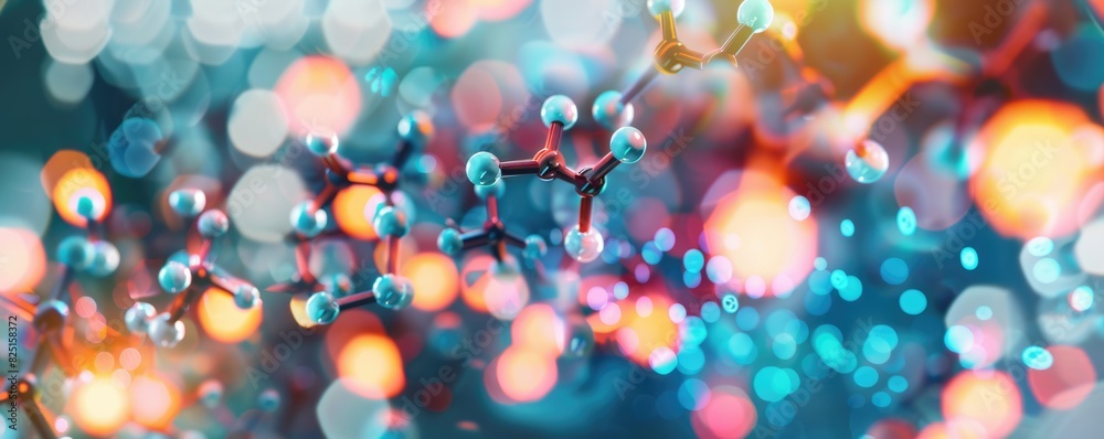 Close Up View Of Drug Development Process Detailed Molecular Models