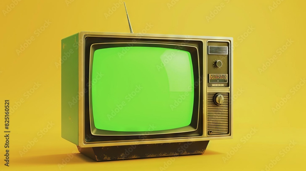 retro old tv with green screen isolated vintage television for image ...