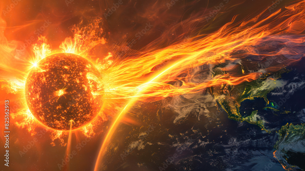 Solar activity. Solar flare and the planet Earth is under attack. Sun ...