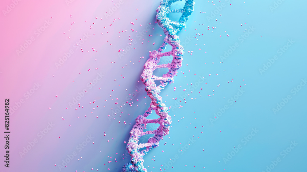 human dna spiral model on pink blue pastel futuristic background. dna ...