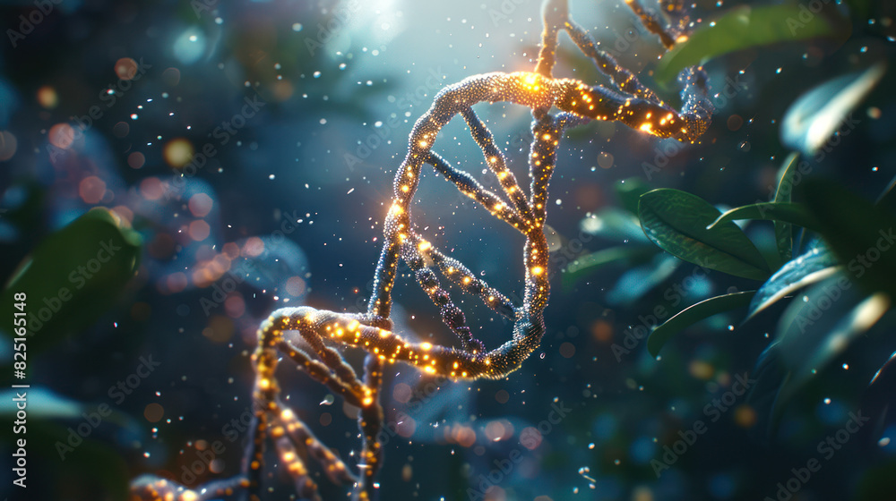 human dna spiral model on dark futuristic background. dna double helix ...